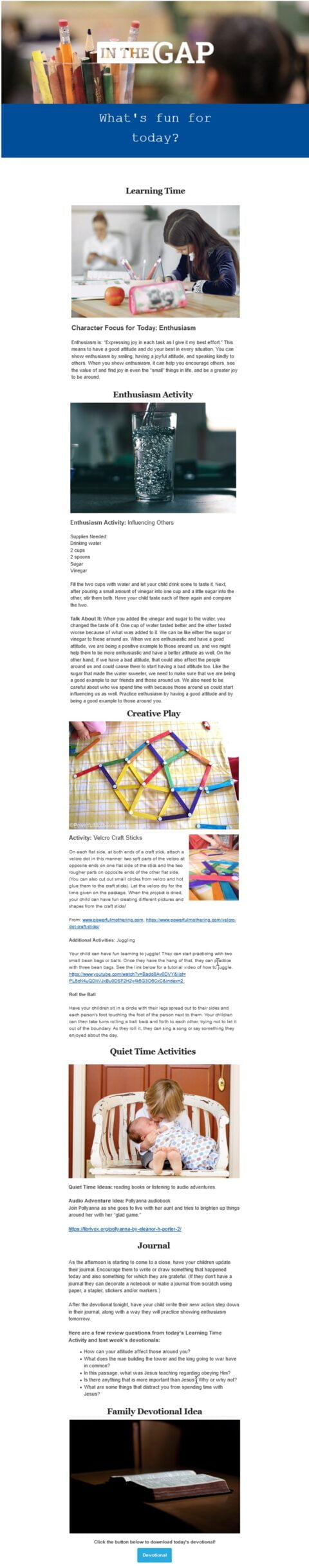 Mailchimp Signup Landing Page | In the Gap Kids